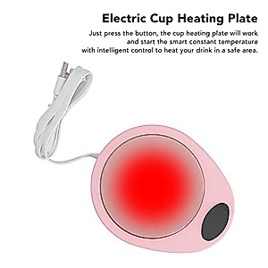 USB Mug Warmer Constant Temp Waterproof Adjustable Electric Beverage Heating Plate for Ceramic Coffee Cups (Pink White)