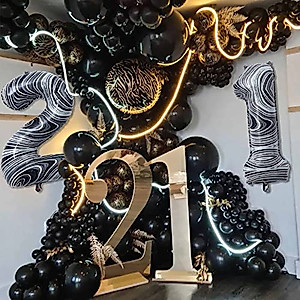 30 Balloon Number, 40 Inch Black Marble Foil Balloons Giant Jumbo Helium Number 30 Balloons for 30th Birthday Decorations Anniversary Events Boys Girls Party Decorations(Black Marble Agate)