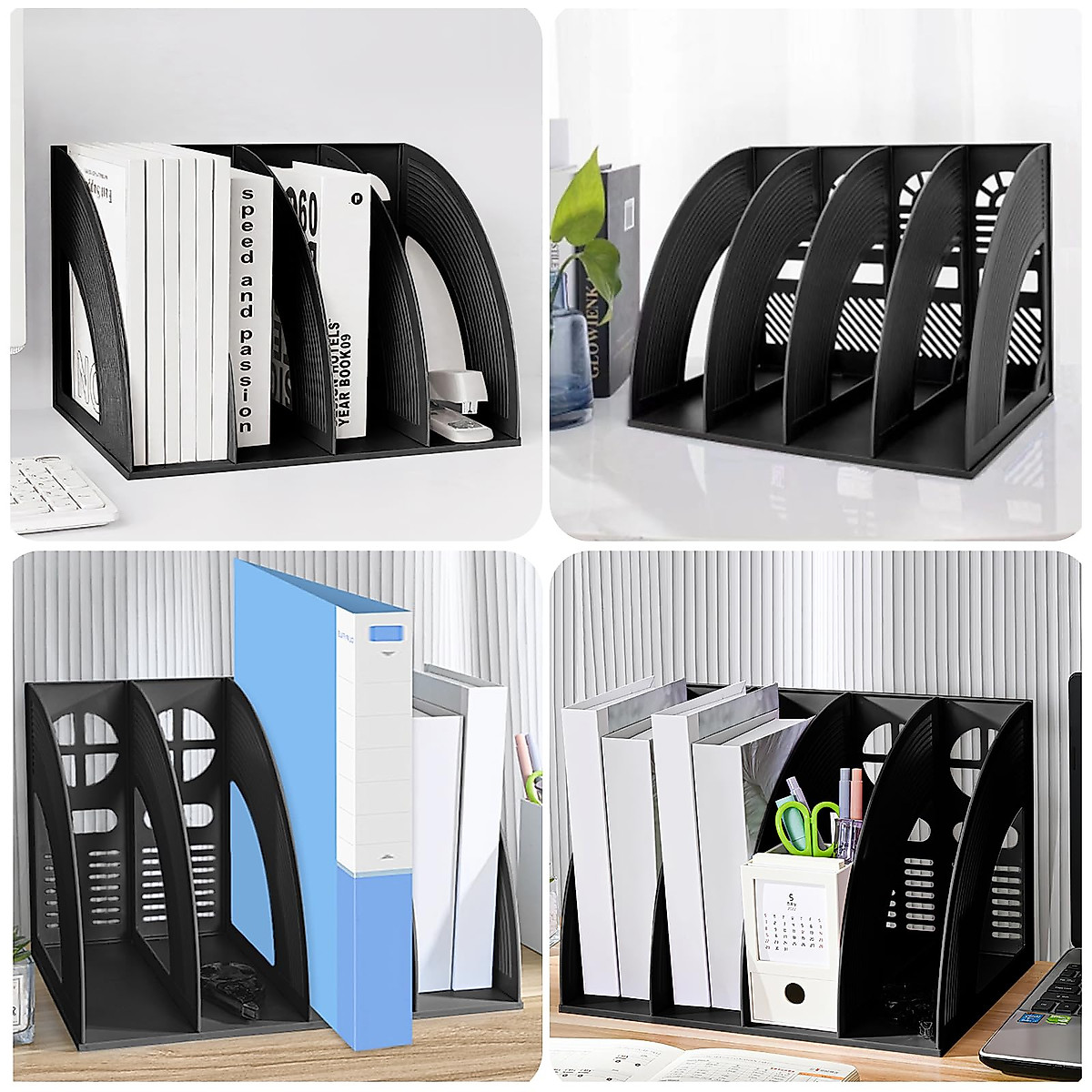Lemical Sturdy Magazine File Holder Organizer No Width Limitation Book Rack Desktop File Folder Frames Dividers Document Storage Box File Rack File Sorter Office Supplies