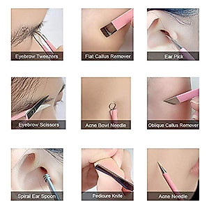 Manicure Set Professional Nail Clippers Kit Pedicure Care Tools- Stainless Steel Women Grooming Kit 18Pcs for Travel or Home (Pink)
