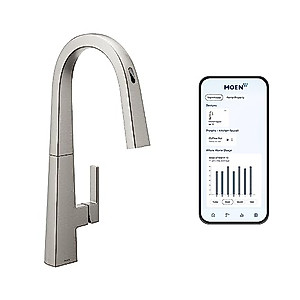 Moen Nio Spot Resist Stainless Contemporary Smart Faucet Touchless Pull Down Sprayer Kitchen Faucet with Voice Control and Power Boost, S75005EVSRS