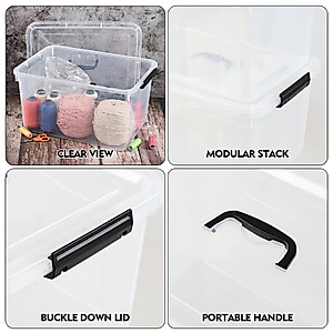 Buyitt 17.5 Quart Clear Storage Latch Box/Bins, 4-Pack Plastic Container with Handle and Lid