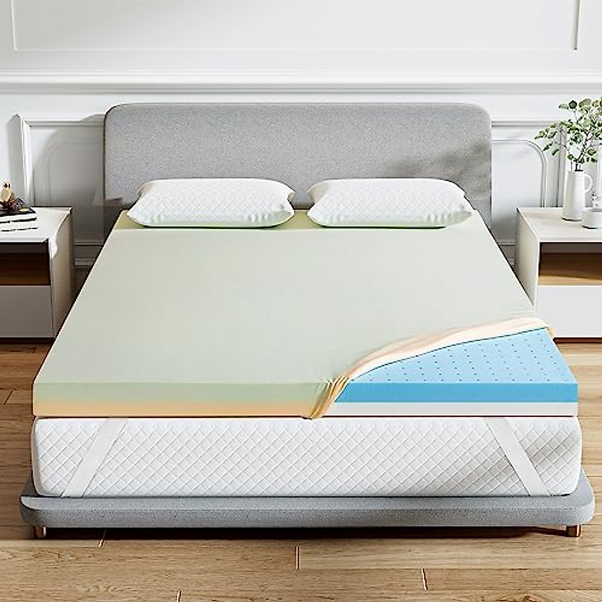 Maxzzz 3 Inch Gel Memory Foam Twin Mattress Topper, Firm Mattress Topper Twin, High Density Firm Foam Bed Topper for Back Pain Pressure Relief with Removable Cover, Certipur-Us Certified