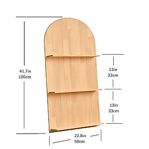 Heehee Solid Wood Bookshelf Bookcase Newspaper Rack Magazine Rack Arched Bookshelf Books and Newspaper Display Rack (3-Tier)