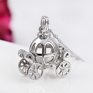 DAOCHONG 925 Sterling Silver Pumpkin Carriage Pendant Necklace,18"