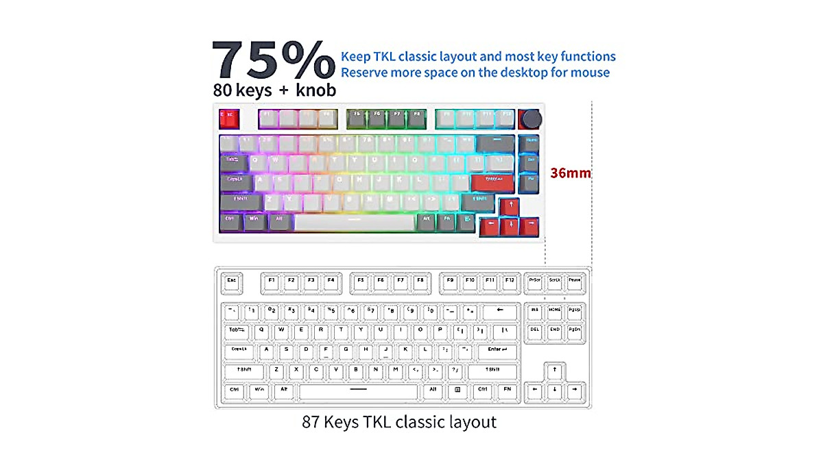 BOYI GK75 Tri-Mode 75% RGB Gaming Keyboard