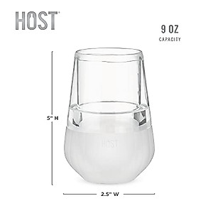 Host Freeze Cooling Glasses, Freezer Gel Stemless Wine Glasses for Red & White Wine, Insulated Glass with Silicone Band, Set of 2, 8.5 oz