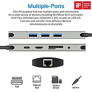 Promate All-in-One USB Type-C Hub (Charging) Silver