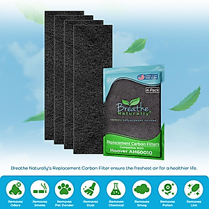 Breathe Naturally - Extra Thick Carbon Filter Replacement Compatible with Hoover Air Purifiers - Carbon Pre-filters Compatible with Hoover AH60010, wh10100 and wh10200 - Made in the USA (4 pack)