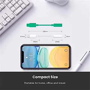 Veetone 3.5mm AUX Headphone Adapter, Lightning to 3.5mm, CSR Smart Chip, Stable Connection, Fast Transmission, Wide Signal Range, Supports 48 KHz, 26-bit Audio, HD Audio Decoding