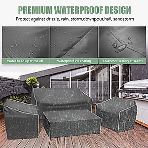 Gasadar Patio Furniture Covers 4 Piece, Waterproof Outdoor Furniture Covers, Patio Furniture Set Covers -Grey