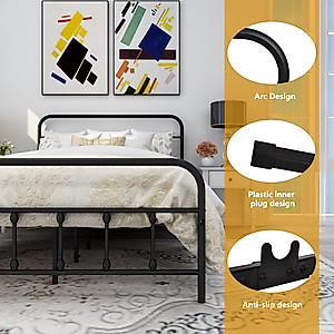 ARFARLY Metal Full Size Bed Frame with Headboard and Footboard, Platform Bed Under Storage No Box Spring, No-Noise, Mattress Foundation Easy Assembly(Black)