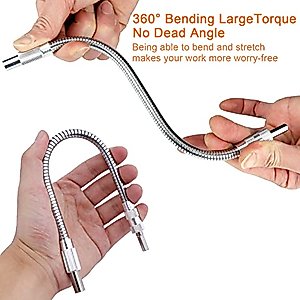 2 PC Flexible Drill Bit Extension - 1/4" Magnetic Hex Soft Flexible Shaft Extension For Drill - 7.9" And 11.8" Quick Change Hex Shank Flex Drill Bit Extension For Furniture, Computer Chassis, Cabinets