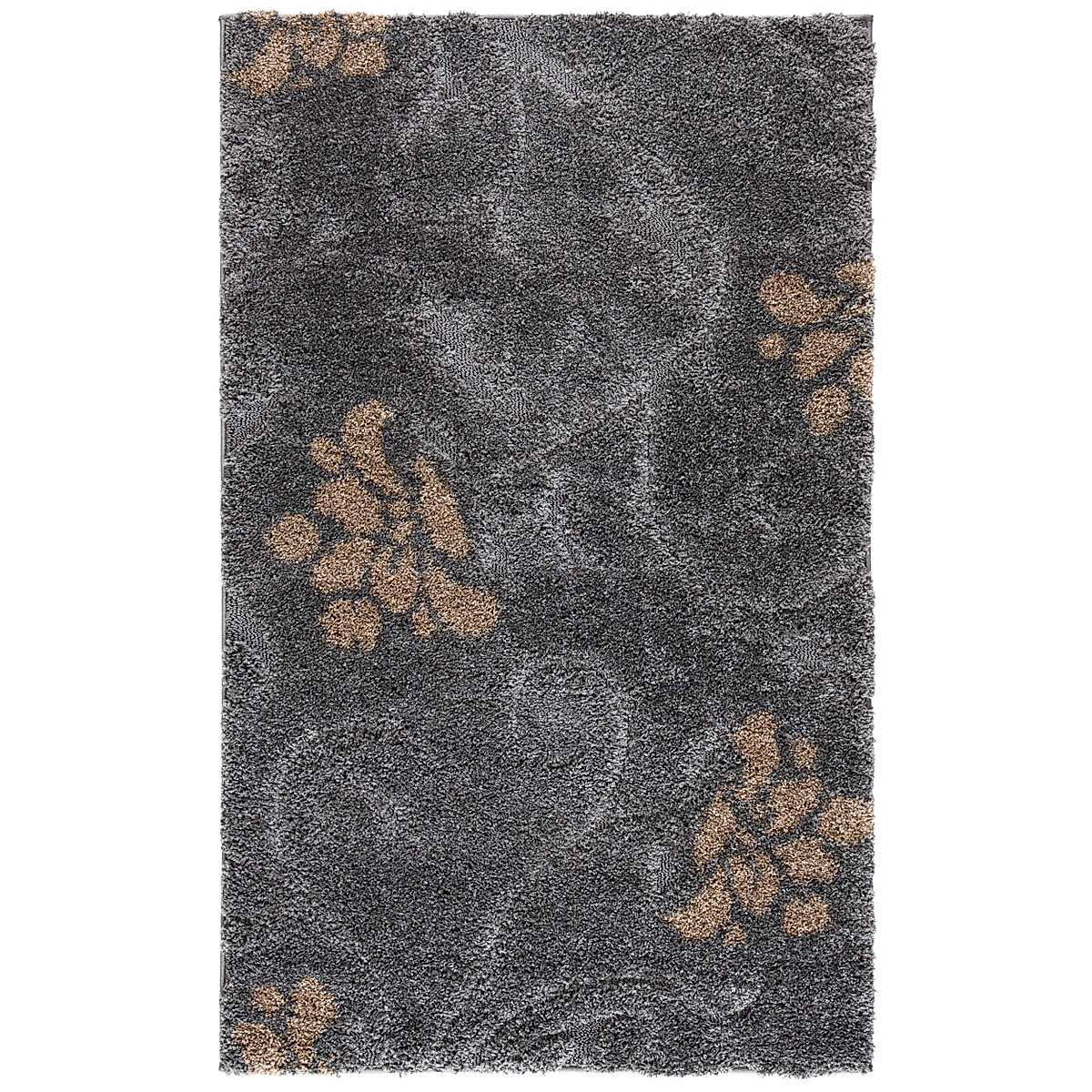 SAFAVIEH Florida Shag Collection Area Rug - 6' x 9', Grey & Beige, Floral Design, Non-Shedding & Easy Care, 1.2-inch Thick Ideal for High Traffic Areas in Living Room, Bedroom (SG464-8013)