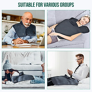 Snailax Heating Pad for Neck and Shoulders, Electric Heat Pad for Back Pain, Heating Pads with Massager, Weighted Heated Wrap, 24V Safety Volt, 2 Heat Levels & 5 Massage Modes, Gifts