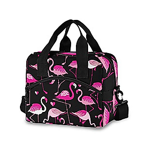 ALAZA Pink Flamingo Animal Insulated Lunch Box Reusable Cooler Bags with Shoulder Strap for Women Men Adults, 19-Can (12.5L)