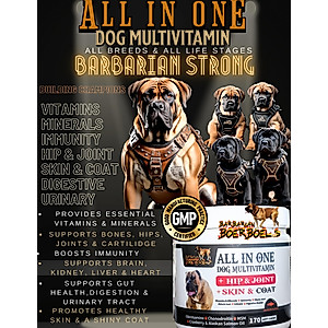 Barbarian Boerboels All in One Dog Multivitamin for Hip and Joint, Skin and Coat, 170 Count.