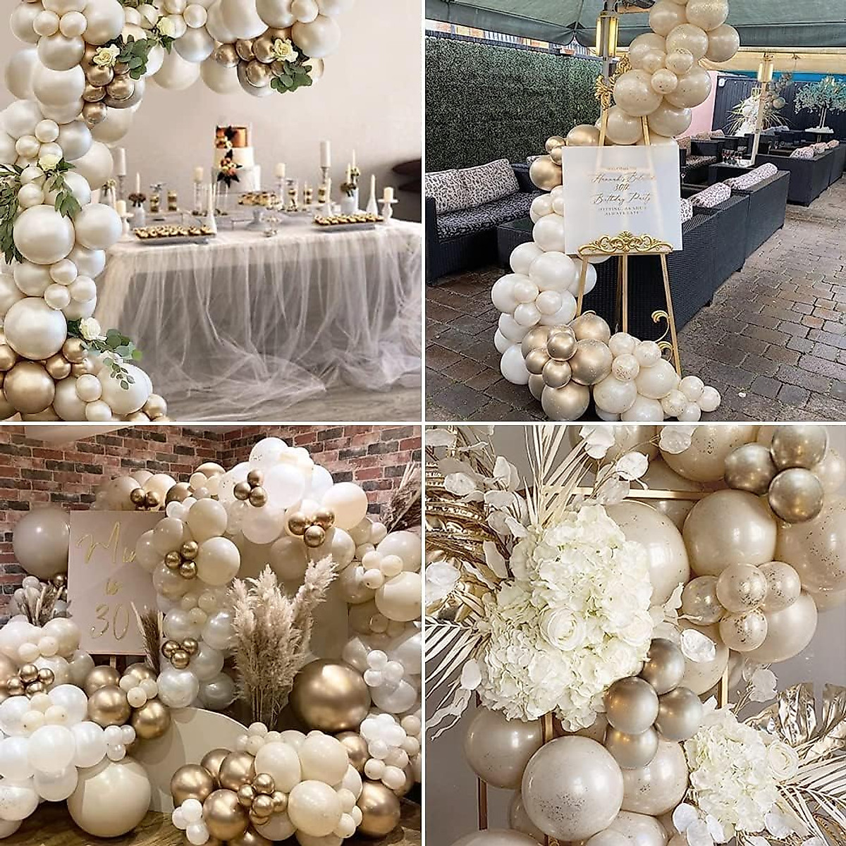 Beige Balloon Arch Garland Kit, 153 Pcs Double Stuffed White Balloon Garland for Birthday Decorations Women Men,White Balloon Arch for Weddings Birthday Baby Shower Graduation Anniversary