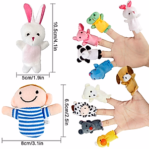 Sealive 16-PCS Finger Puppets for Toddlers Story Time - Soft Velvet 10 Animals & 6 Family Members - Perfect for Role Playing, Classroom Learning, Party Favors, Travel, Therapy, Imagination Building