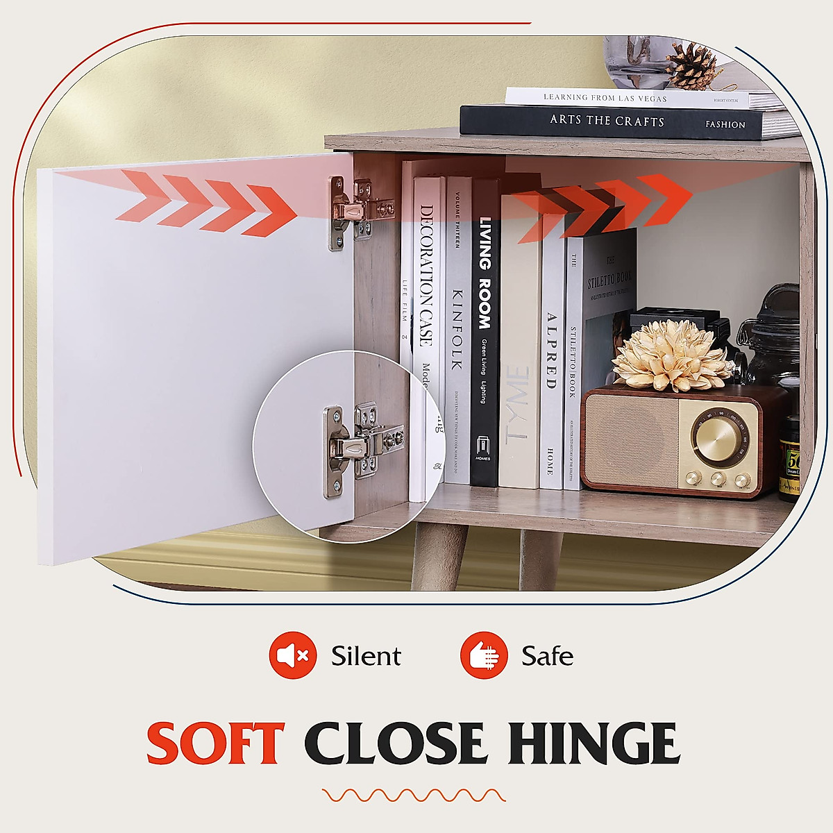 WLIVE TV Stand for 55 60 inch TV, Boho Entertainment Center with Storage Cabinets, TV Console for Living Room Decor, Greige White