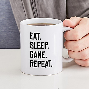 CafePress Eat Sleep Game Repeat Mugs Ceramic Coffee Mug, Tea Cup 11 oz