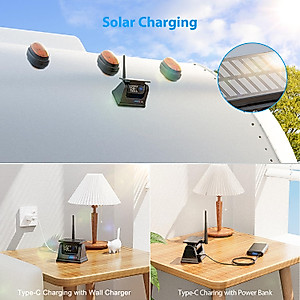 Magnetic Solar Wireless Backup Camera 1080P 7" DVR Monitor, Rechargeable RV Camera Wireless System for Hitch Towing Travel RV Camper 5th Wheel, Built-in 9600mAh Battery & Solar Panel -ZEROXCLUB BD701