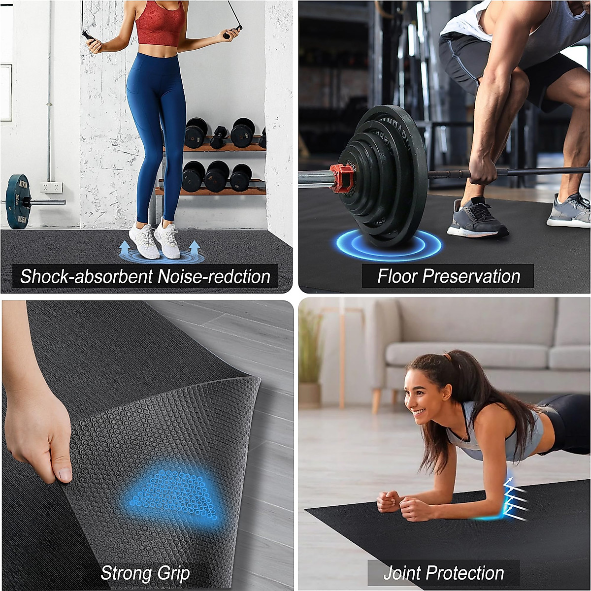 Exercise Mat - Rengue 8'x6' Large Exercise Mat Thick 7mm, Extra Wide Workout Mat for Men and Women, High-Density Large Gym Mat, Fit for Home Workout, Plyo, Cardio, Jump Rope, Weights