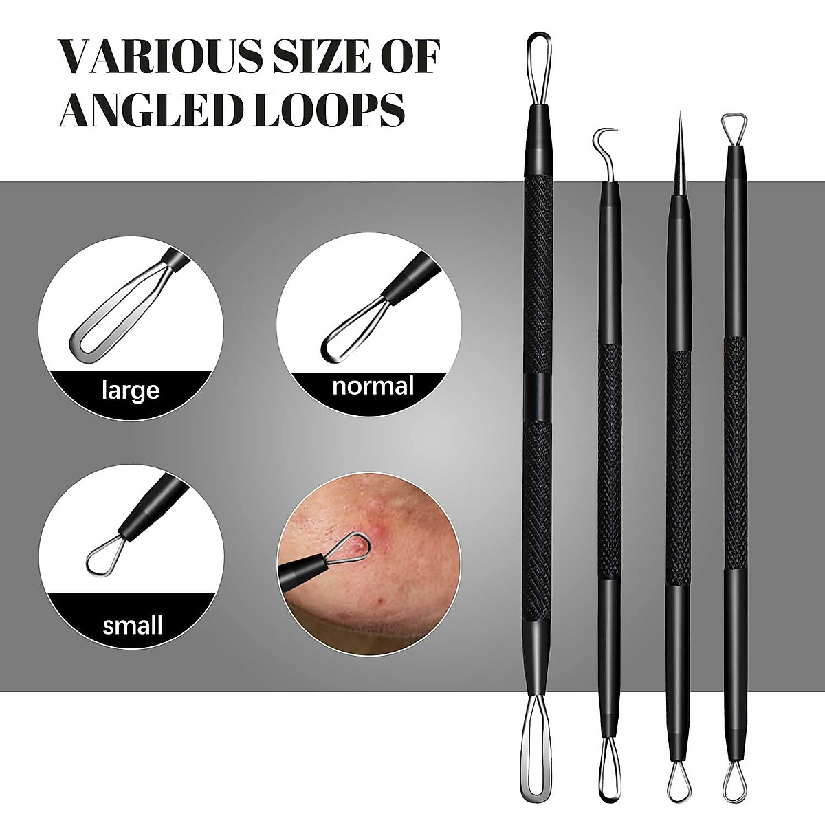 WOAMA Blackhead Remover Tools, Pimple Popper Tool Kit Extraction Acne Tools Blackhead Whitehead Remover Stainless Steel for Nose Face with Black Bag - 9PCS