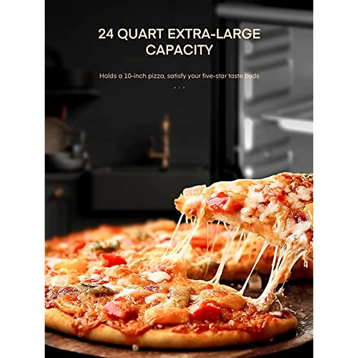 Toaster Oven, 6-Slice Toaster and Countertop Oven, Stainless Steel Multifunction Toaster Oven with Timer - Toast - Bake - Broil 1500 Watt Power Includes Baking Pan and Baking Rack, Black, 24QT