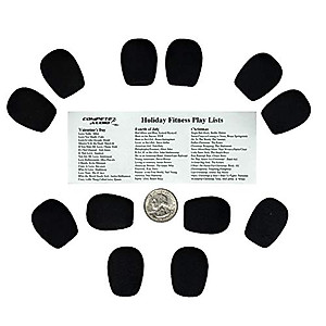 Compete Audio Standard Microphone Windscreens (Microphone Covers) 12-Pack Headset/Lapel (Lavalier) Fitness Leader/Gamer Pack Black
