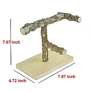 GUANLANT Wood Bird Table Perch Parrot Play Stand，Parakeet Perch Toy Multi Branch Cockatiel Perches Stand, Bird Cage Stand Play Station, Conure Playground for Finches Lovebirds Senegal Parrotlet