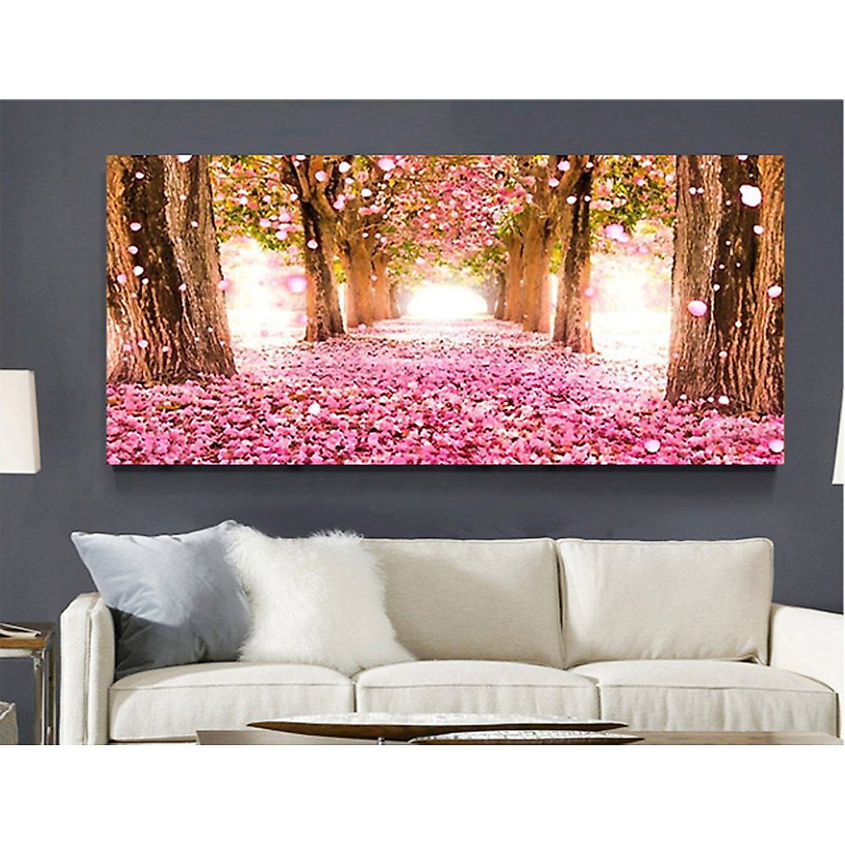 tomungs Large 5d Diamond Painting Kits for Adults Full Drill Cherry Blossom Flower Tree Paint by Diamonds DIY Round gem Paintings Pack 3D Diamond Painting Bead Art kit Size 130 X 50 cm