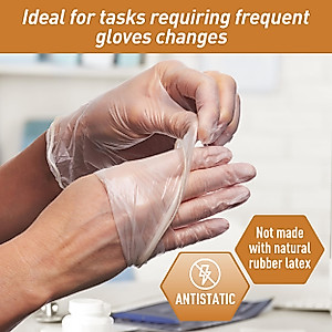 Med PRIDE Vinyl Gloves| Large Box of 100| 4.3 mil Thick, Powder-Free, Non-Sterile, Heavy Duty Disposable Gloves| Professional Grade for Healthcare, Medical, Food Handling, and More