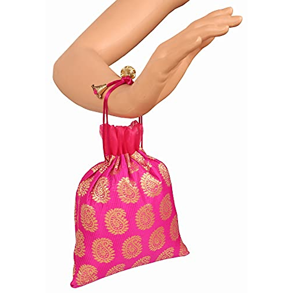 Touchstone Drawstring Bags Traditional Indian Handcrafted in Paisley Pattern Brocade fabric. Perfect for Gifts Jewelry Weddings Sweet Distribution Set of 9 Vibrant Multicolor Pouches Purses Potli.