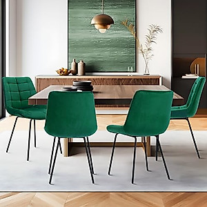 NicBex Velvet Dining Chairs, Upholstered Reception Chairs, Tufted Accent Chair with Metal Legs for Home Kitchen, Living Room, Set of 2, Green