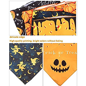 YUDANSI 4 Pack Halloween Dog Bandanas, Dog Halloween Costumes Washable Adjustable Triangle Cat Dog Neckerchief, Happy Halloween Dog Birthday Party Bandana Accessories for Small Medium Large Dogs