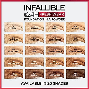 L'Oreal Paris Makeup Infallible Fresh Wear Foundation in a Powder, Up to 24H Wear, True Beige, 0.31 oz.