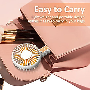 Coolfor Handheld Fan,USB Rechargeable Hand Fan with 2000mAh Battery Operated Small Fan with 3 Adjustable Speeds,180°Rotation Foldable Mini Fan for Office Desktop Picnic Shopping and Travel（White