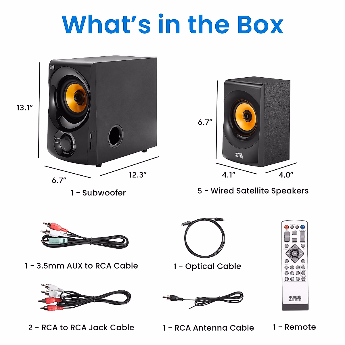 Acoustic Audio AA5170 Home Theater 5.1 Bluetooth Speaker System 700W with Powered Sub