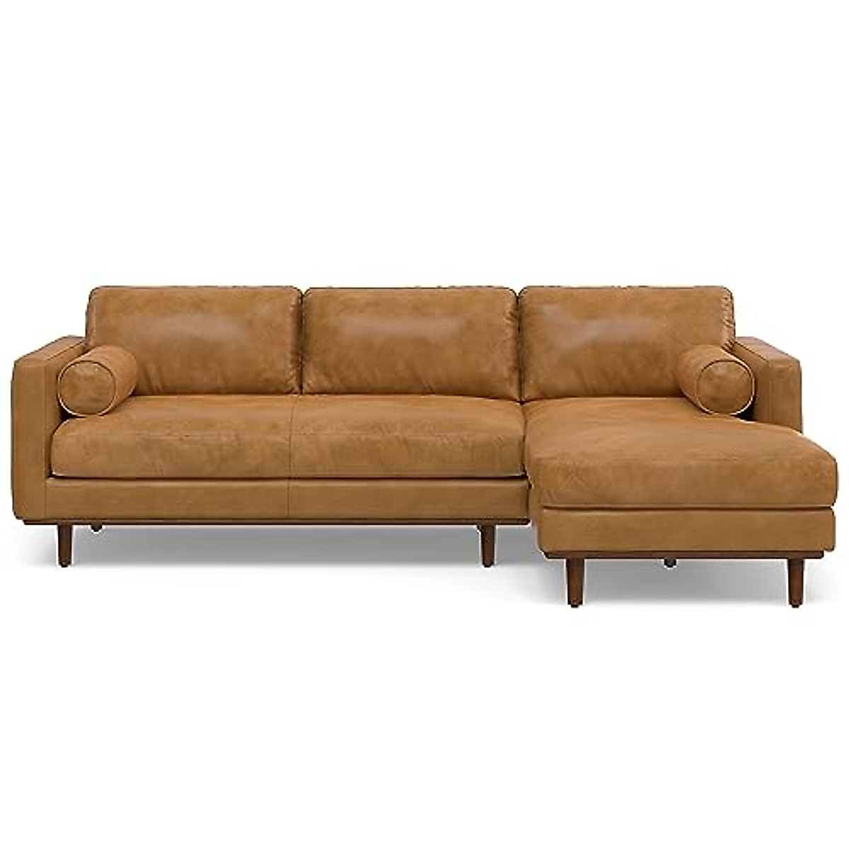SIMPLIHOME Morrison Right Sectional Sofa in Full-Grain Genuine Leather, Sienna, 102-inches Wide, L-Shaped Leather Couch with Right Chaise for the Living Room and Family Room