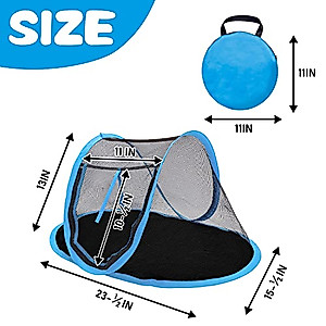 Rest-Eazzzy Small Animal Tent, Portable Cat Tent, Cat Enclosures for Outside and Indoor with Carry Bag, Pet Playpen for Hamster, Guinea Pig, Rabbits (XS-Blue)