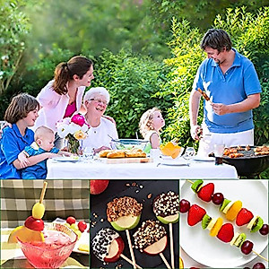 Natural Bamboo Skewers 6 Inch, Kids Friendly/True Semi Pointed, For Fruit Kabobs Kebab Swizzle Appetizer Chocolate Fountain Fondue BBQ, Wooden Sticks For Cake Pop, Lollipop, Size Choices 4.3”,8”,10”