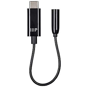 Monoprice 133044 USB-C to 3.5mm Auxiliary Audio Adapter Black For Google Pixel 2/XL, Moto Z/Z2, Essential PH-1, LG, HT And More