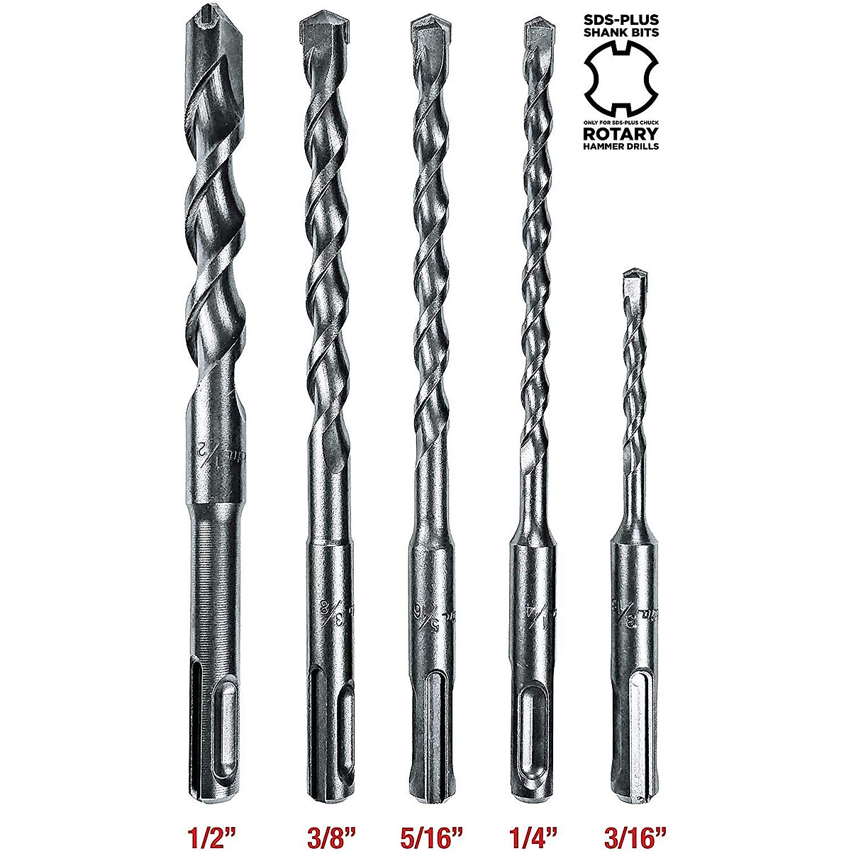 Makita 5 Piece - SDS-Plus Drill Bit Set For SDS+ Rotary Hammers - Aggressive Drilling For Concrete & Masonry - Carbide Tipped Bits
