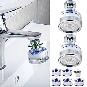 STETMN Bathroom Sink Faucet Filter, 360° Rotating FaucFilters Purifier Kitchen Tap Filtration Removes Chlorine Fluoride Heavy Metals Hard Water for Home & Kitchen(2Pcs)., Yellow, faucet extender