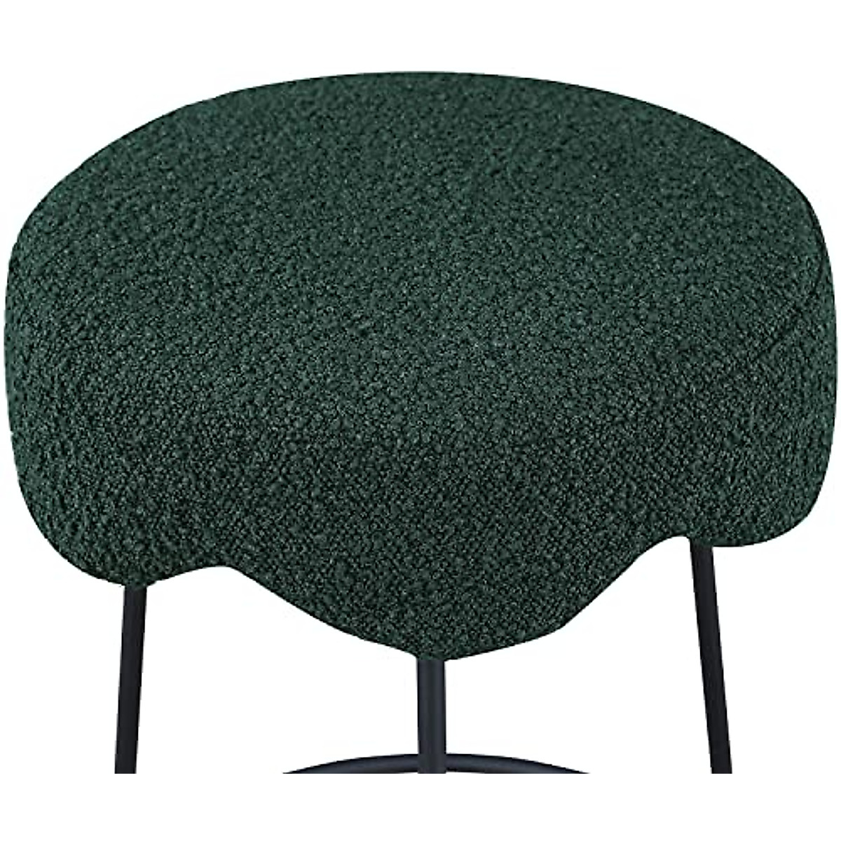 Meridian Furniture 513Green-C Fleur Collection Modern | Contemporary Boucle Fabric Upholstered Counter Stool with Matte Black Metal Legs, 17.5" W x 17.5" D x 26" H, Green