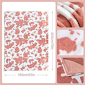 PAPER JAZZ Cartoon Cow Print Blanket, Soft Flannel Blanket Fleece Cute Cow Throw Blanket Lightweight Sofa Bed Travel Blankets for Baby Kids Adults Girls Boys Teens Gift (Pink Cow, 63x79inch)