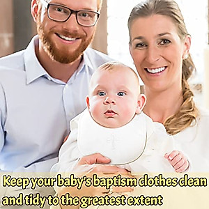 JaGely 3 Pieces White Bibs for Baby Christening Baptism Outfits Bib Infant Baby Blessings for Bib Baby Girl Boys Embroidered Cross Bib