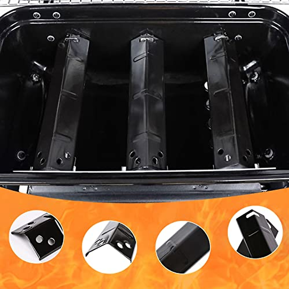 Hisencn Grill Replacement Parts for Expert Grill 3 Burner Walmart XG10-101-002-02, Stainless Steel Grill Burner and Porcelian Heat Plates for Expert Grill Parts