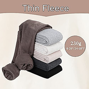 Fleece Lined Tights Women Winter Thermal Warm Leggings for Women Thick Tights Slimmer Opaque Pantyhose Buckwheat color One Size